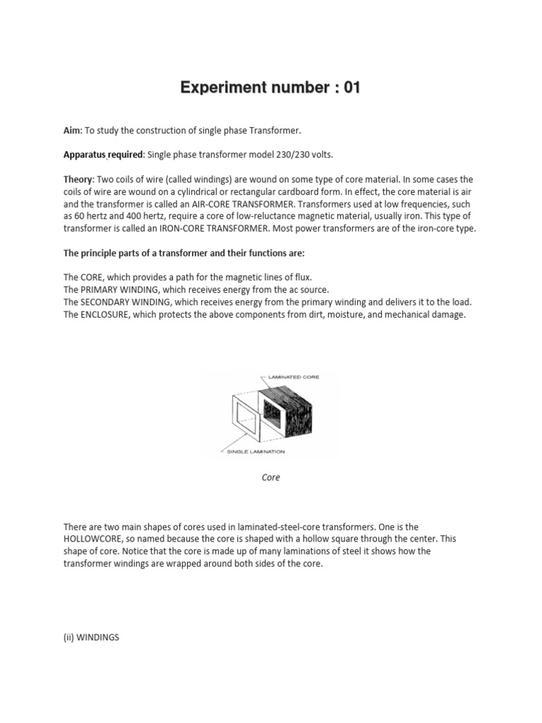 Expt of Transformer | PDF | Transformer | Electrical Engineering