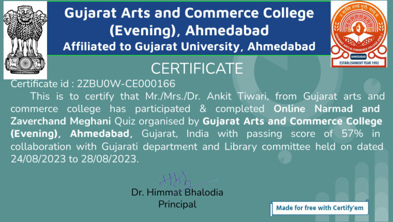 College certificate | PDF