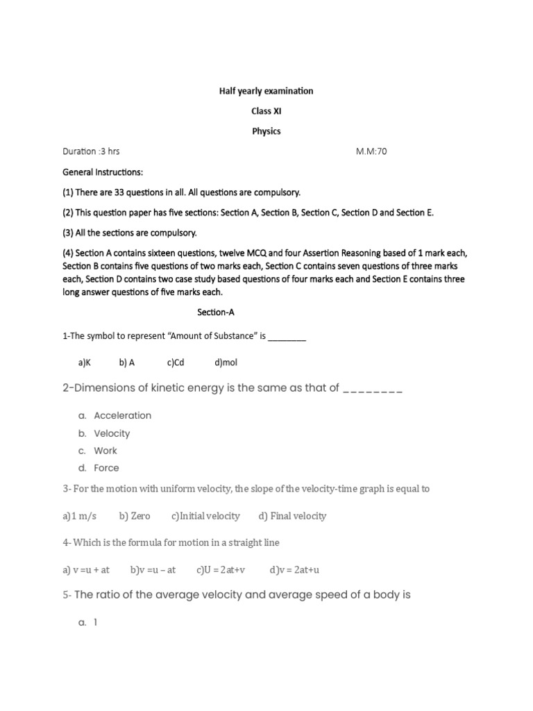 class 11 Physics set 1 | PDF