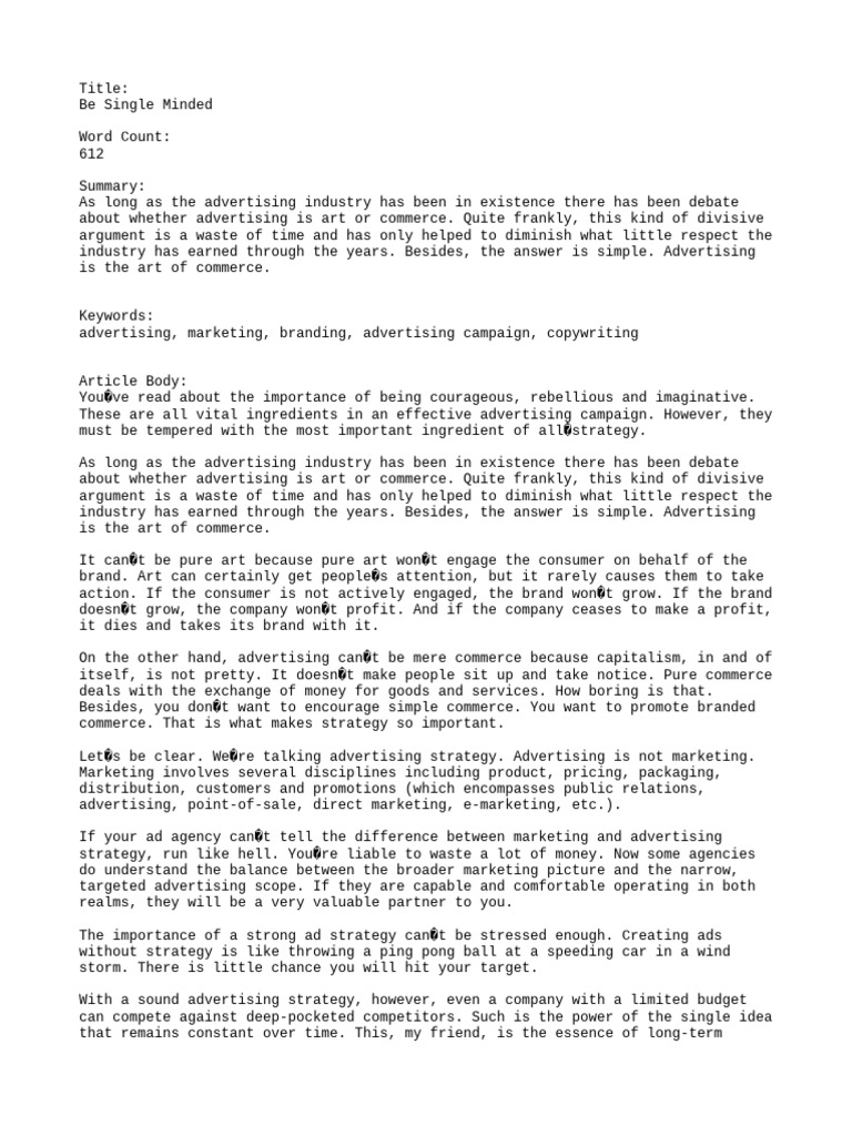 Be Single Minded | PDF