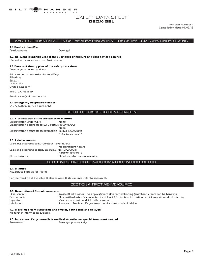 BiltHamber Deox Gel Rust Remover | PDF