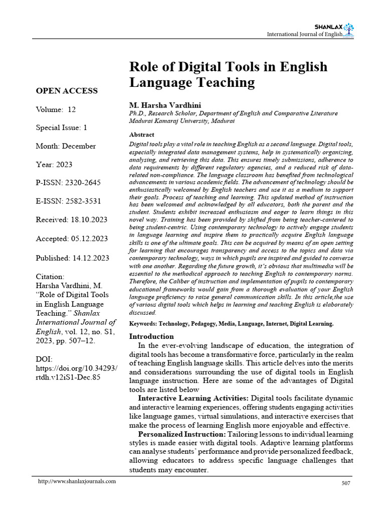 Common Digital Tools in Promoting Language Learning REFERENCE | PDF ...