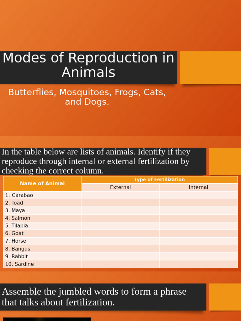 Modes of Reproduction in Animals GRADE 5 | PDF