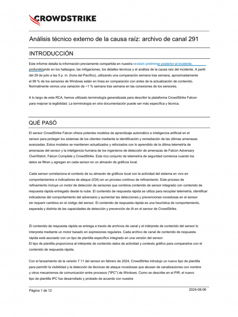 CrowdStrike External Technical Root Cause Analysis 1723092157 2 | PDF