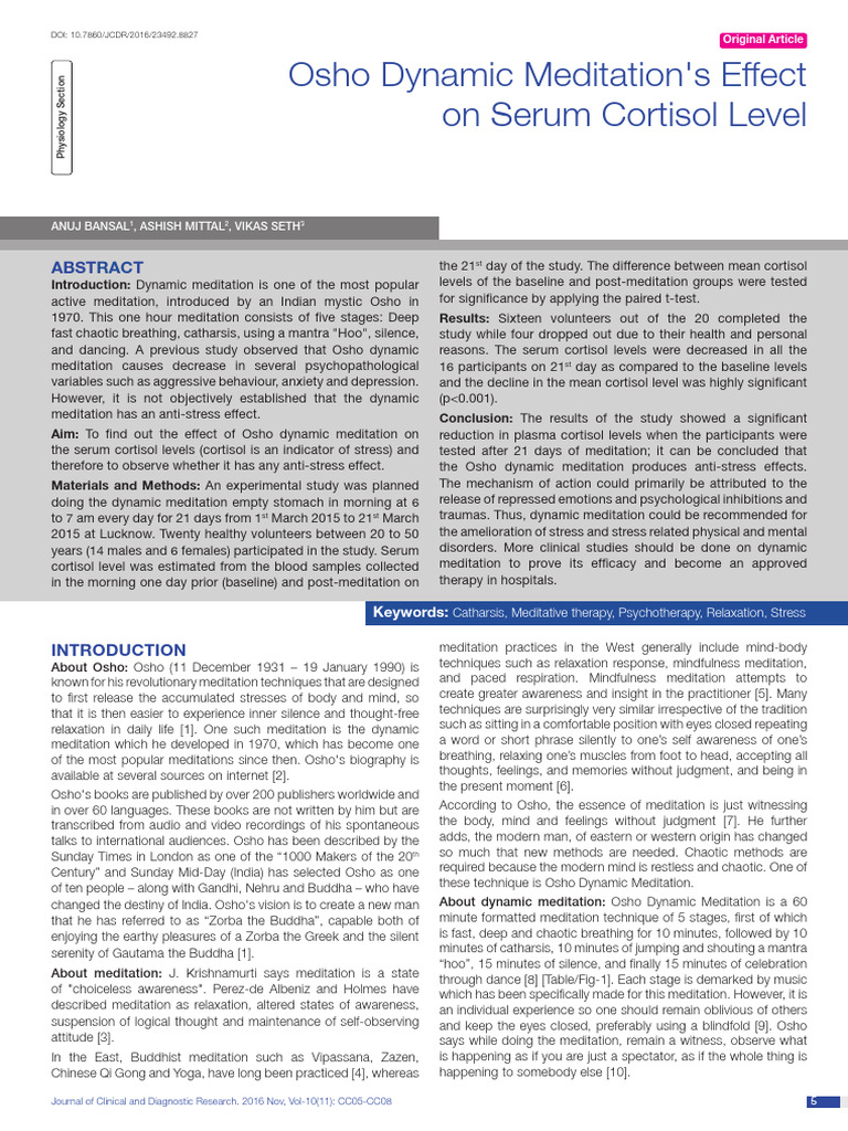 Osho Dynamic Meditation's Effect | PDF