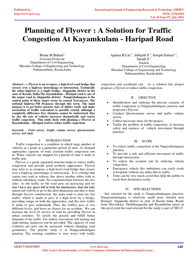 D. IJERT - Planning - of - Flyover - A - Solution - For | PDF | Traffic | Interchange (Road)
