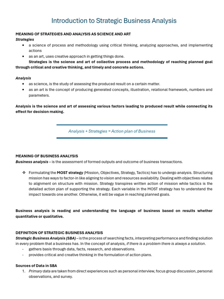 Introduction To Strategic Business Analysis - Module | PDF