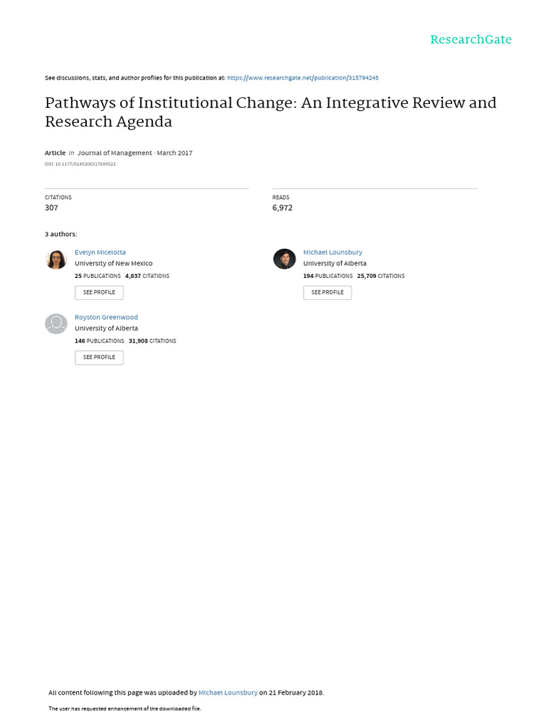 Micoletta (2017) Pathways of Institutional Change - An Integrative ...