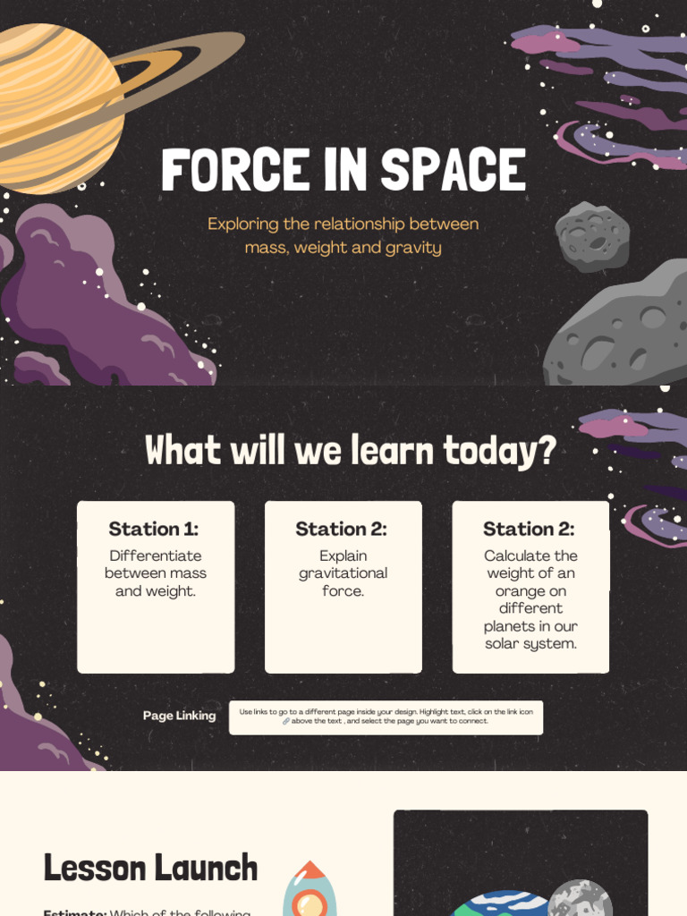 Force in Space Education Presentation in Black White Hand Drawn Lightly ...