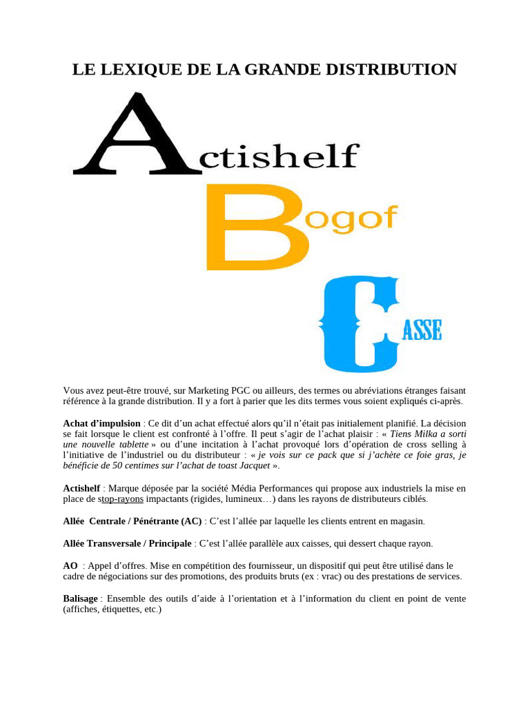 Le Lexique de La Grande Distribution | PDF | Negocios