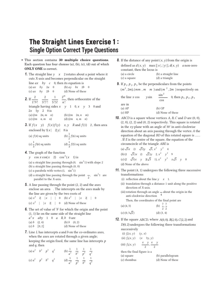 1. The Straight Lines Exercise | PDF