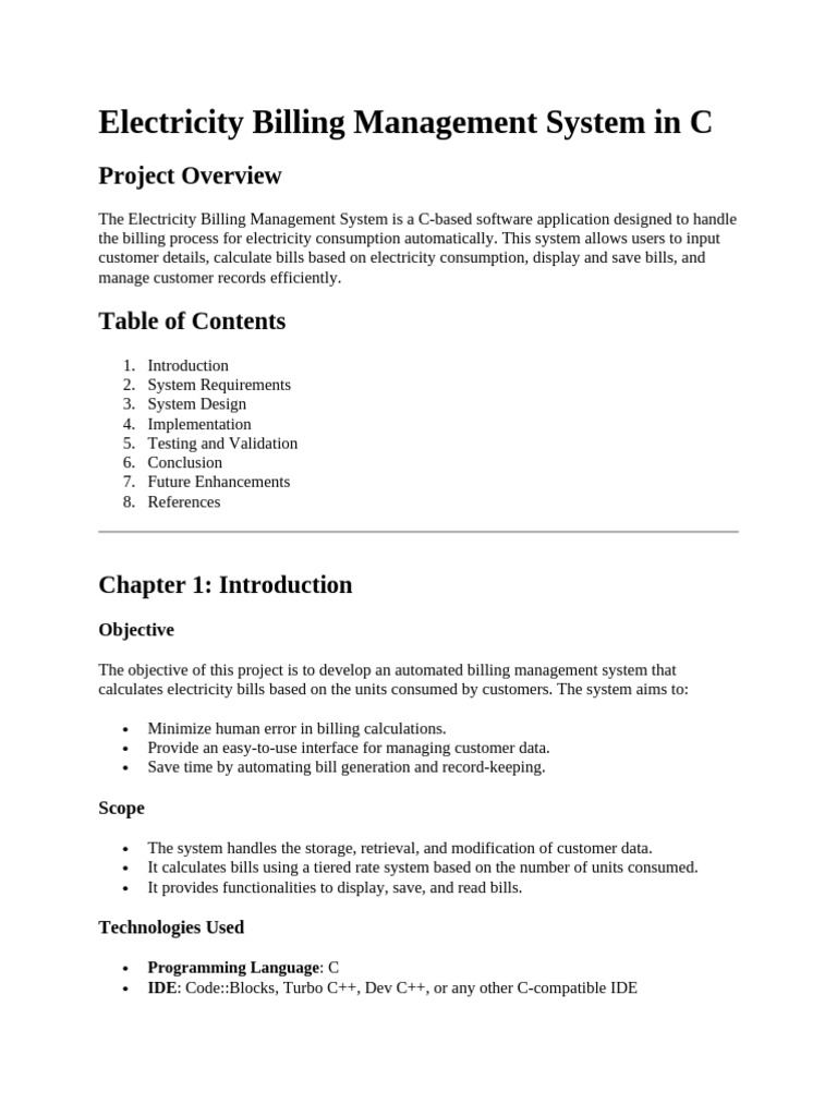 Electricity Billing Management System in C | PDF