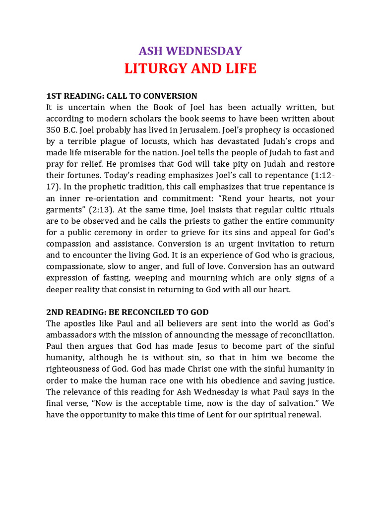 Ash Wednesday Sermon in English | PDF