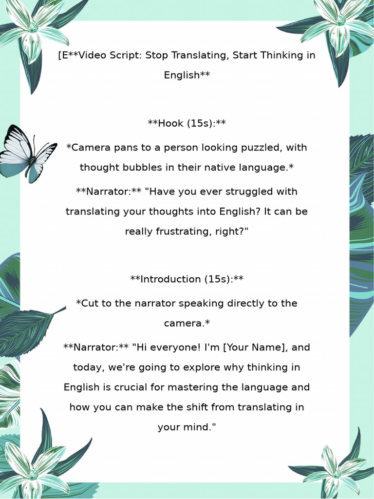 Stop Translating Start Thinking in English | PDF