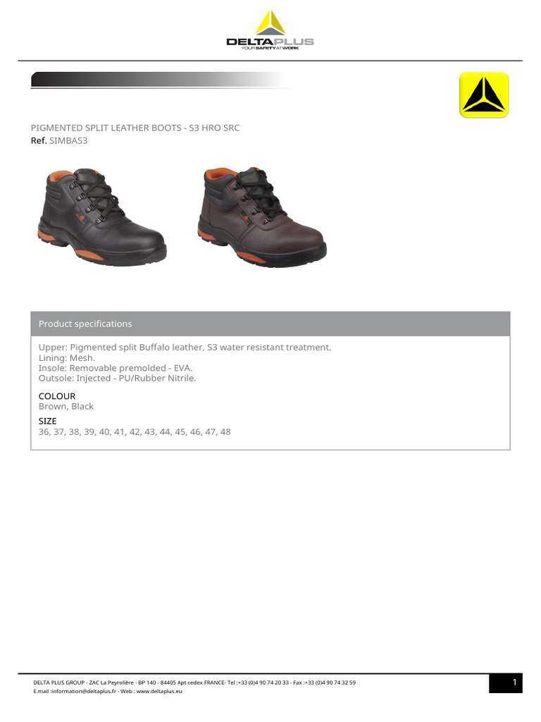DELTA Safety Shoe - SIMBAS3 | PDF