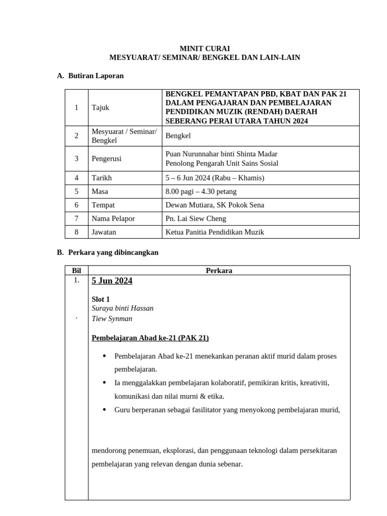 Minit Curai Bengkel Muzik 2024 | PDF