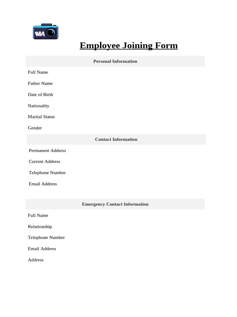 New Emp Joining Form | PDF