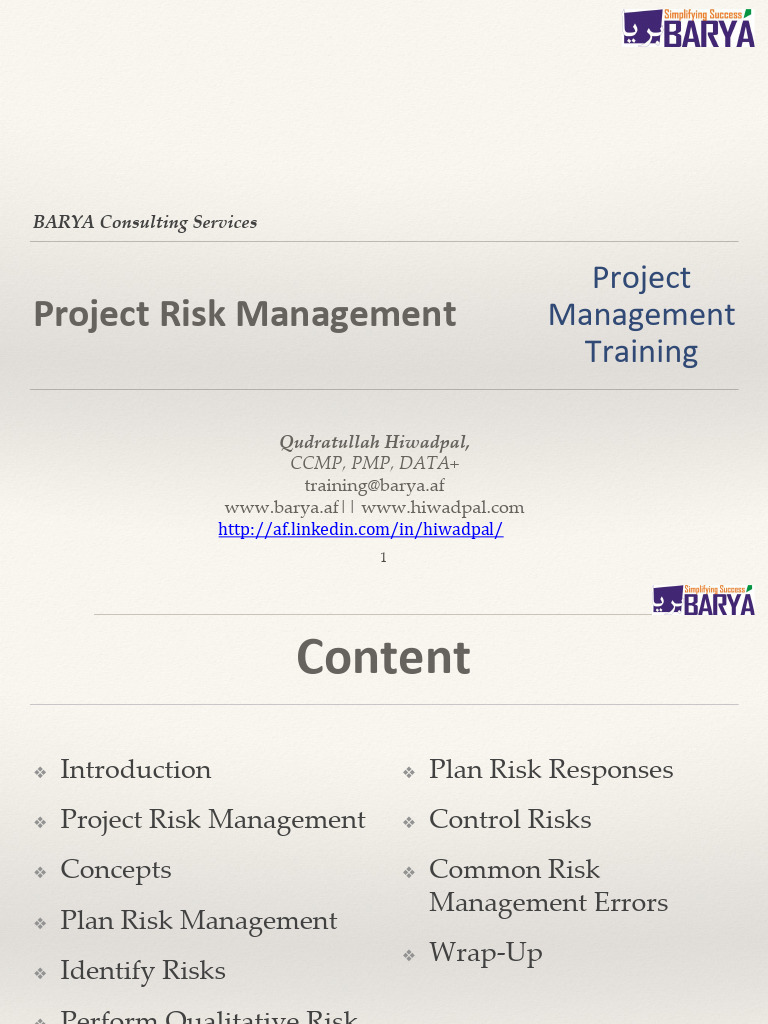 Project Management - Risk Management - v2 | PDF
