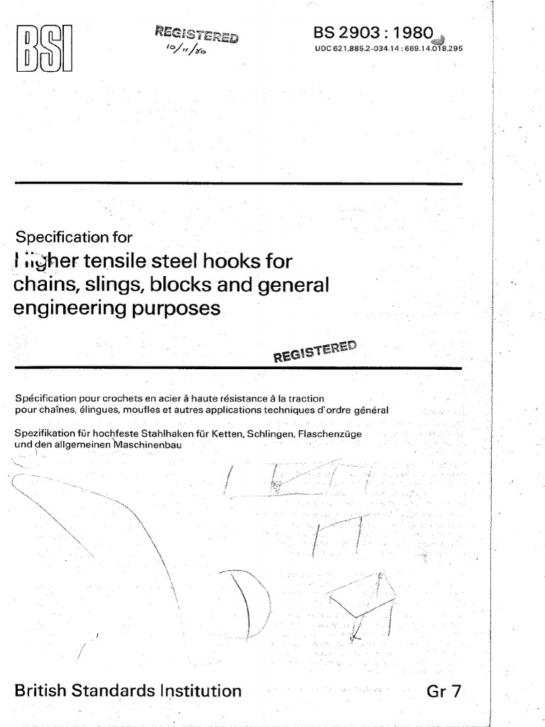 BS 2903 1980 Higher Tensile Steel Hooks | PDF