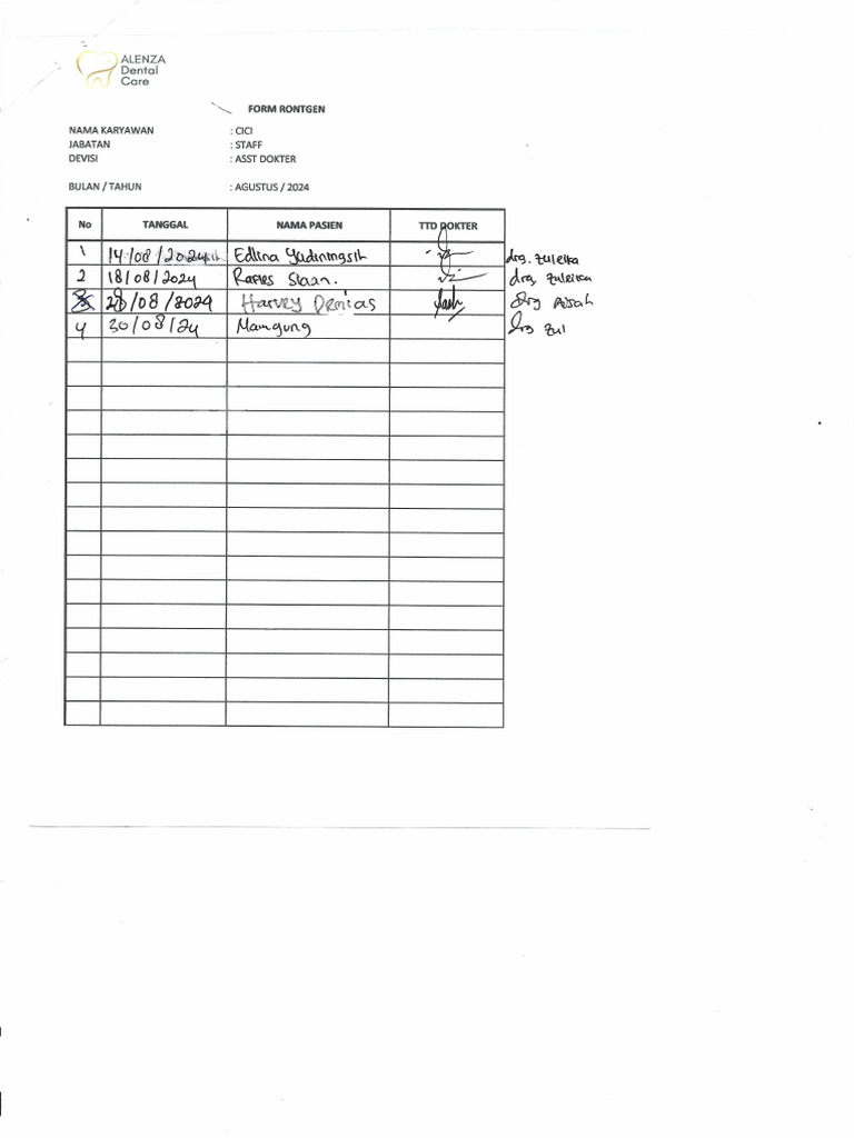 Rekap TTD Form Cici - Agustus 2024 | PDF