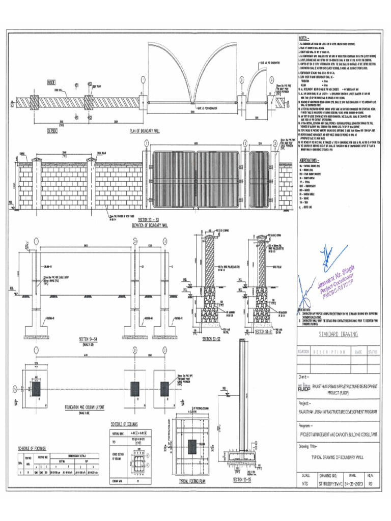 Standard Drawing of Boundary Walls | PDF