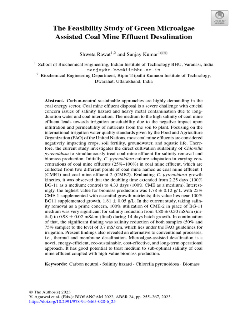 Feasibility Study of Green Microalgae | PDF