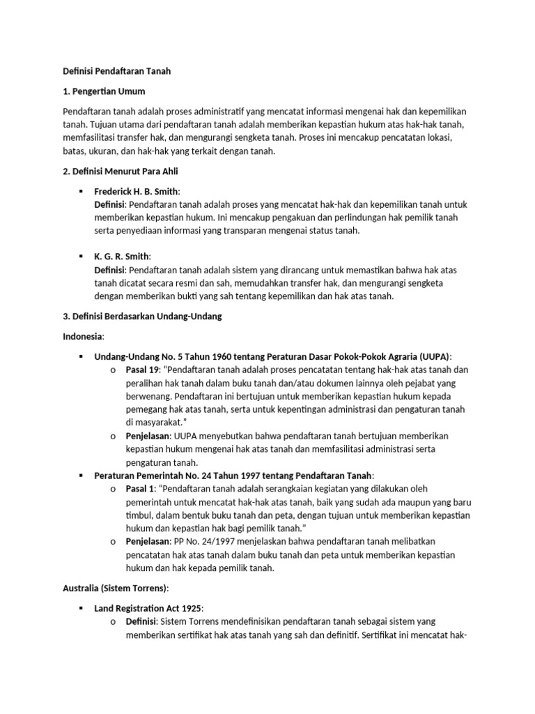 Definisi Pendaftaran Tanah | PDF