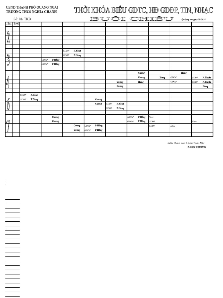 TKB-HK1 TrB CHIỀU3 | PDF