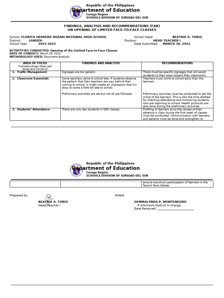 FAR-Opening-of-Limited-Face-to-Face-Classes | PDF