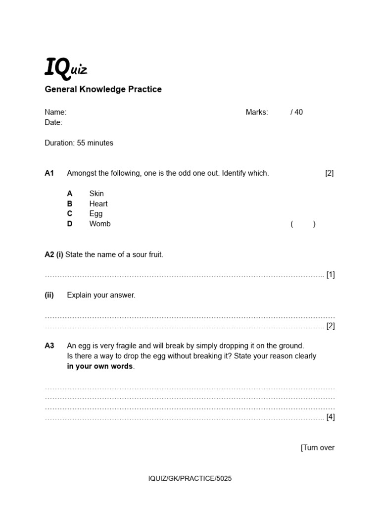 IQuiz General Knowledge Practice | PDF