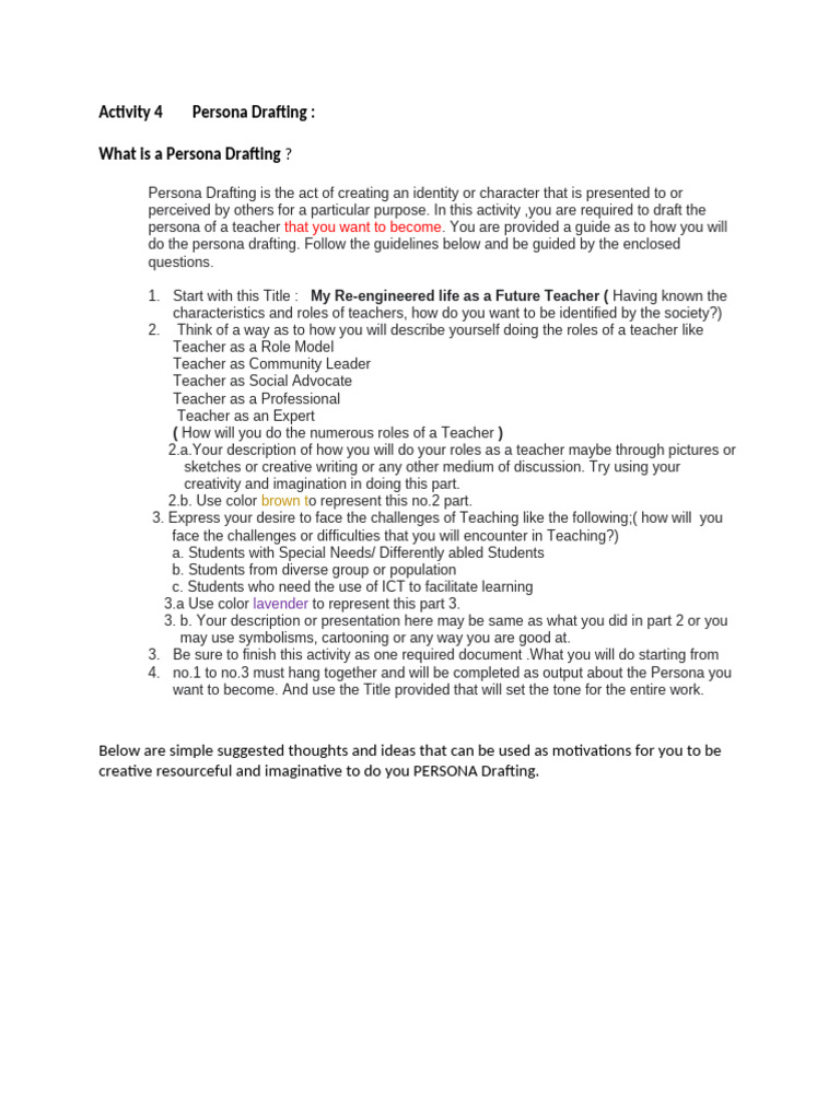 Activity 4 Persona Drafting | PDF | Career & Growth