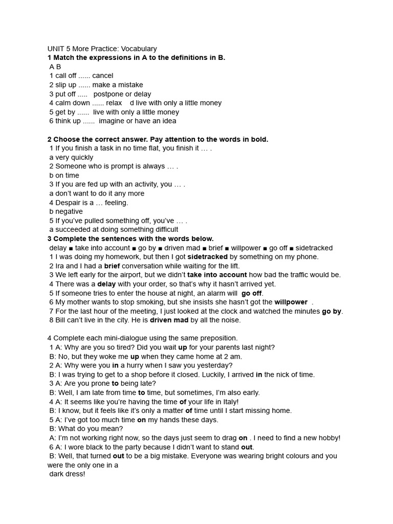 UNIT 5 More Practice Santiago Solbas | PDF
