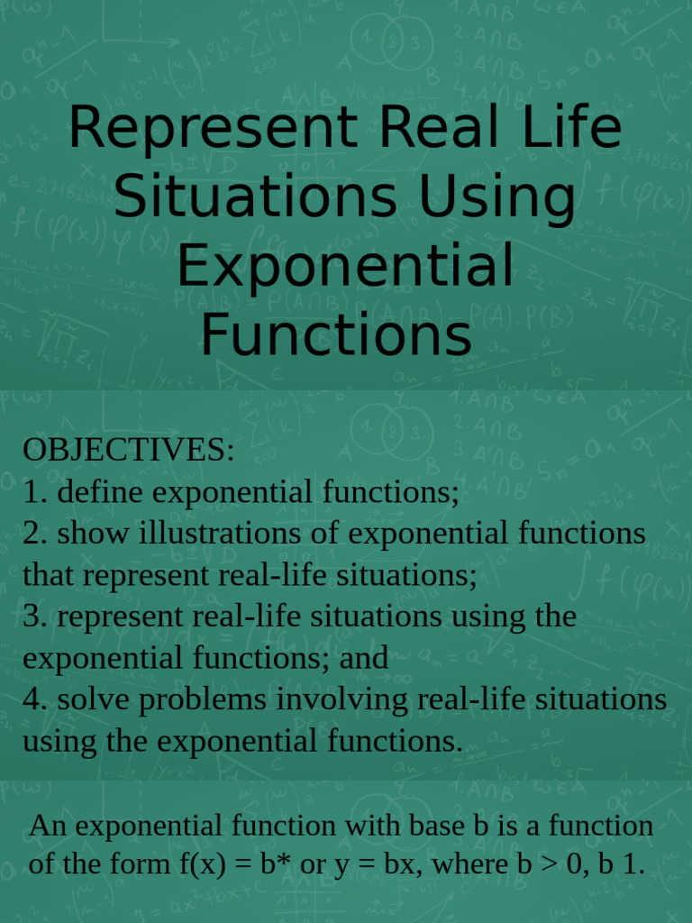 Represent Real-Life Situations Using Exponential Function | PDF | Mathematical Objects ...