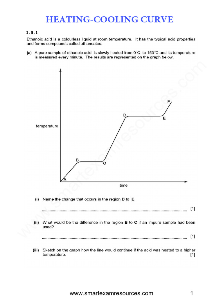 Heating and Cooling Curves Past Papers Qs | PDF