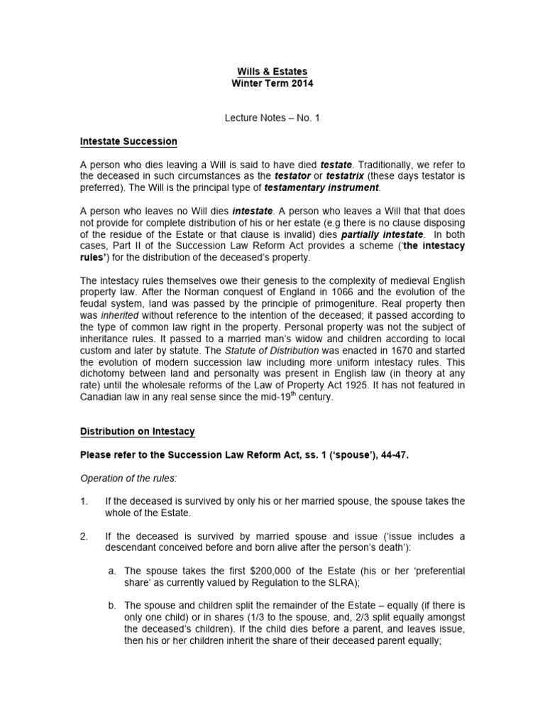 1 Intestate Succession | PDF