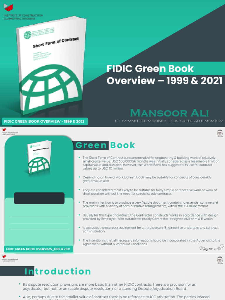 FIDIC Green Book Overview | PDF