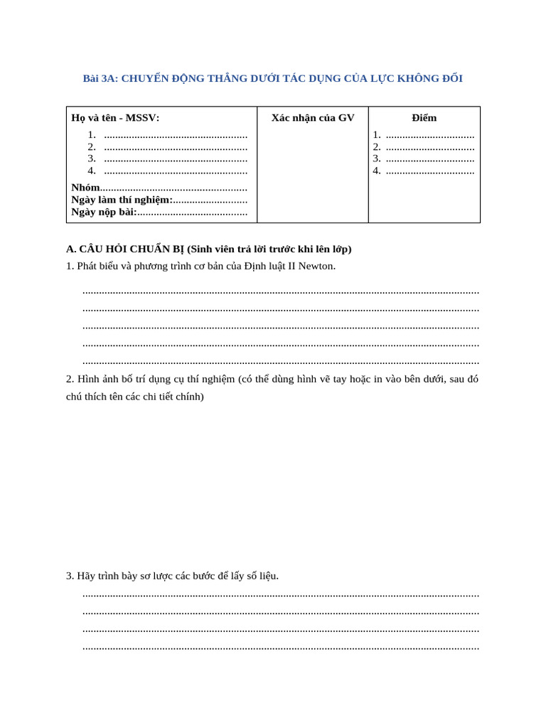 Bài 3A - Chuyển Động Thẳng | PDF