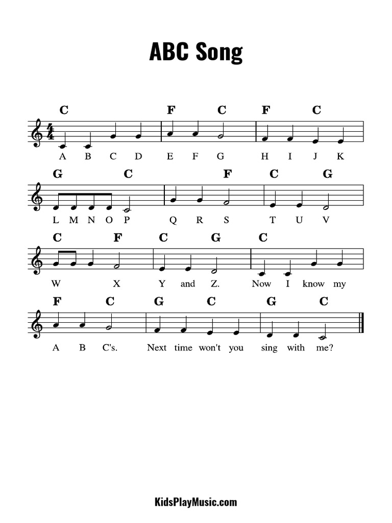 Alphabet Song Piano Sheet Music | PDF