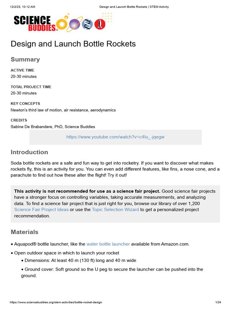 Design and Launch Bottle Rockets _ STEM Activity | PDF