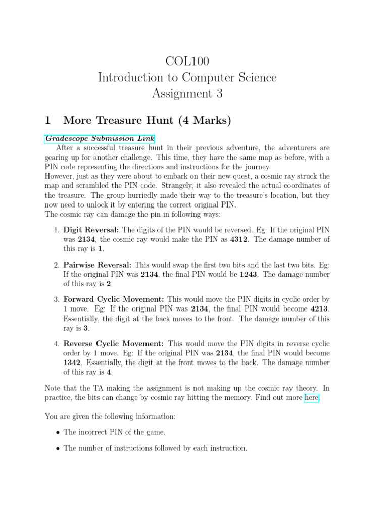 COL 100 Assignment 3 | PDF
