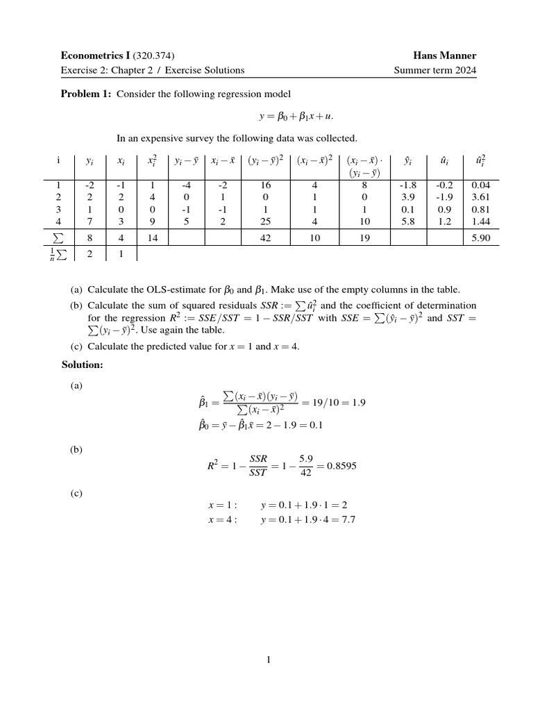Exercise2 Solution 2024 | PDF