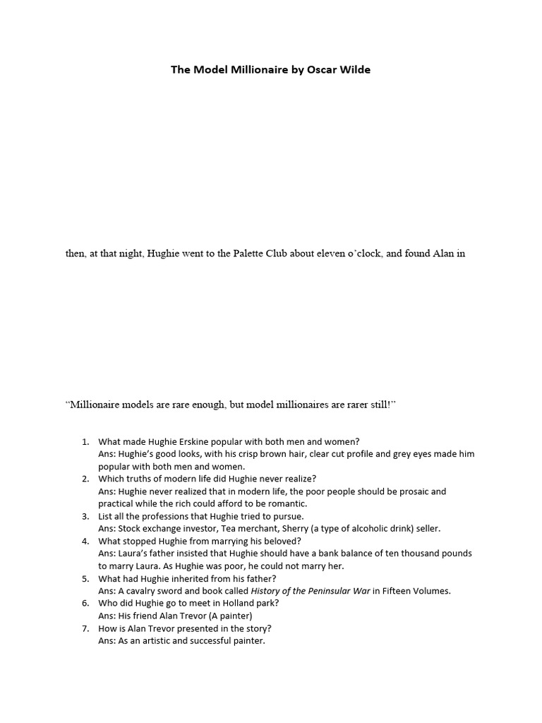 The Model Millionaire | PDF