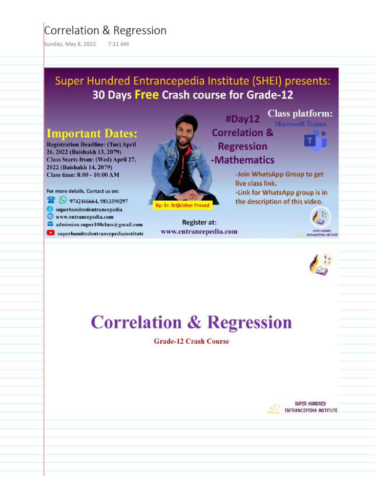 Correlation & Regression | PDF