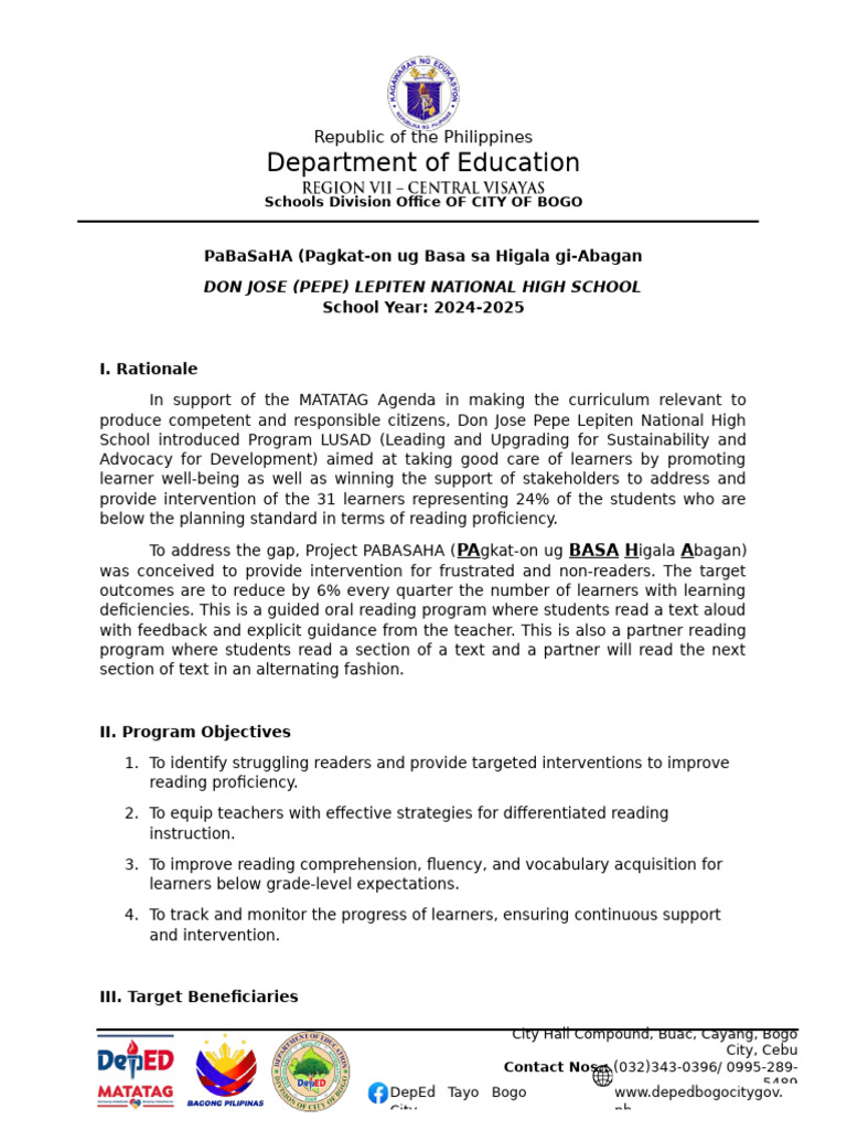 School-Reading-Remediation-Program (DJPLNHS) | PDF