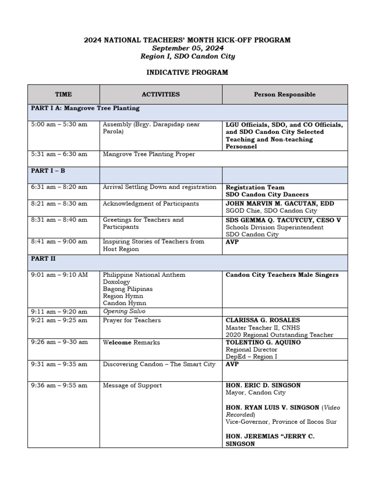 PROGRAM_KICK-OFF-PROGRAM-2024-NATIONAL-TEACHERS-MONTH | PDF