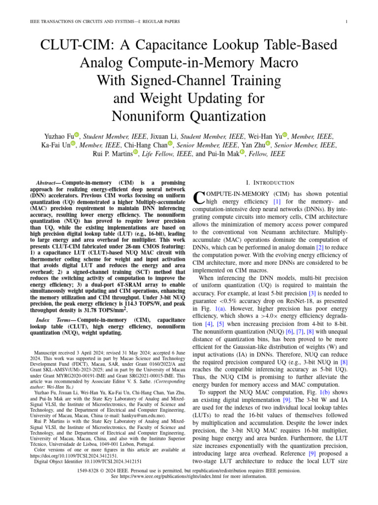 CLUT-CIM A Capacitance Lookup Table-Based Analog Compute-in-Memory ...