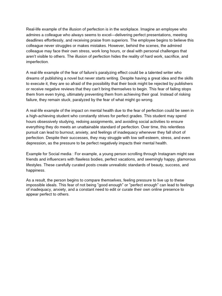 Real-Life Example of The Illusion of Perfection | PDF