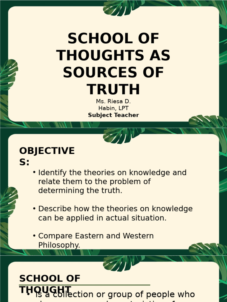 Lesson 6 Schools of Thought Western and Eastern Updated | PDF