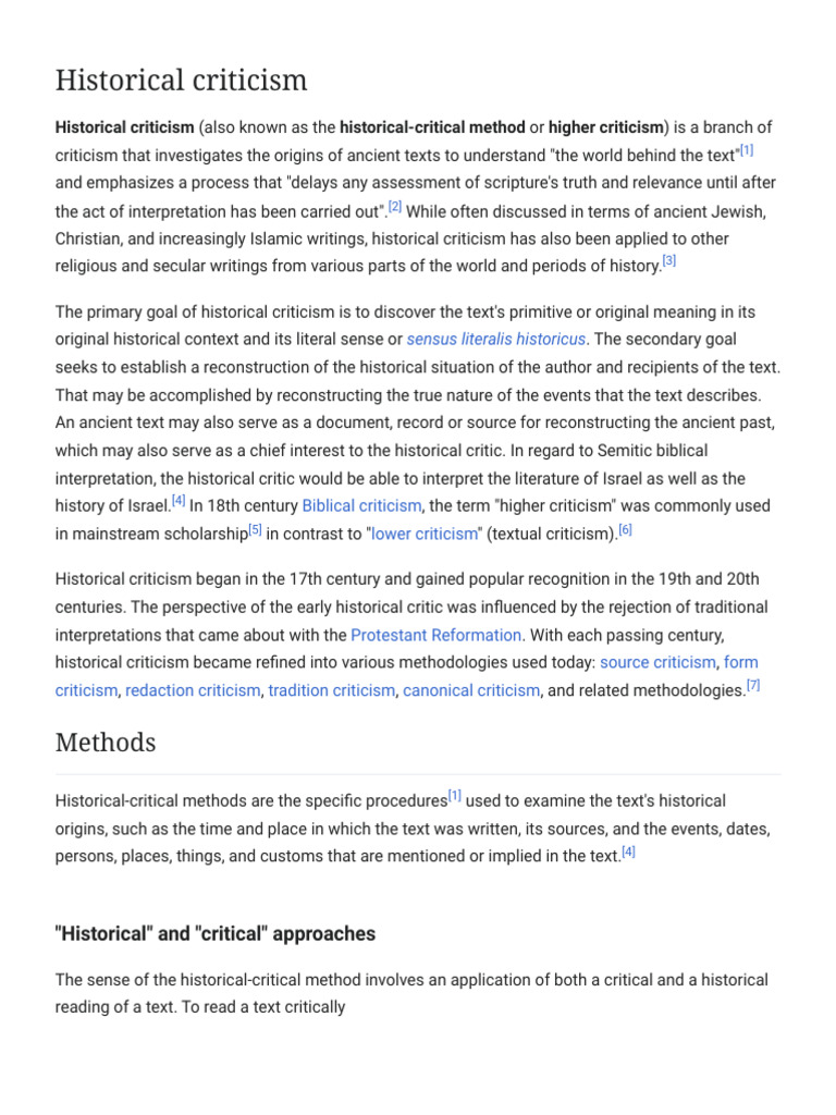 Historical Criticism - Wikipedia | PDF