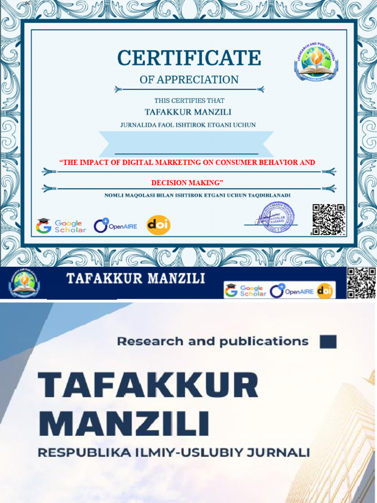 Tezis-1 For Upload. Tafakkur Manzili. Impact of Digital Marketing On ...